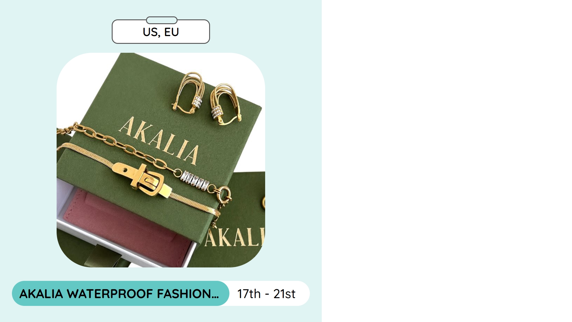 Akalia Waterproof Fashion Jewelry and Activewear Sample Sale